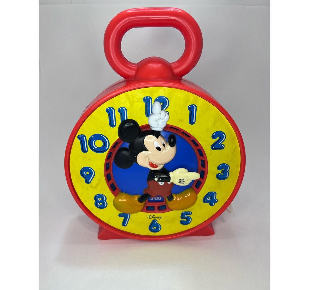 Disney Mickey Mouse Vintage Mattel Chatter Clock With Pull String ...