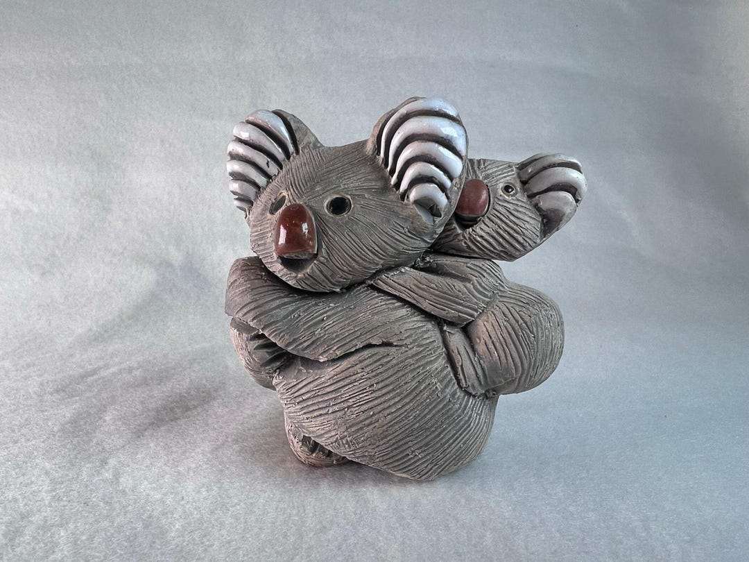 Vintage Artesania Rinconada Koala Mom & Baby Uruguay Pottery Figurine 3 ...
