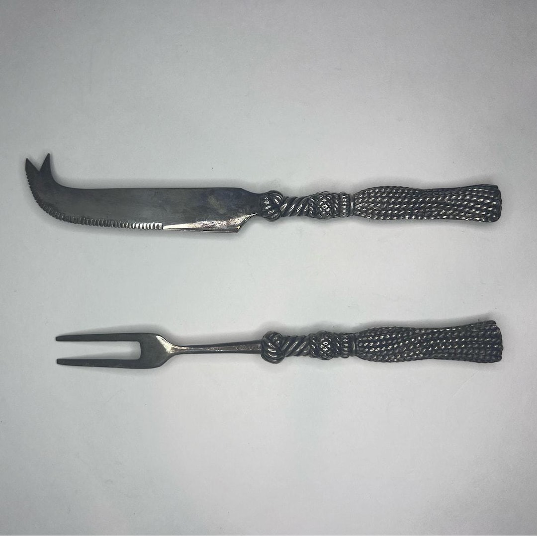 Silea Silver Vintage 80s Hors D'oeuvre Serving Utensils Braided Cord ...