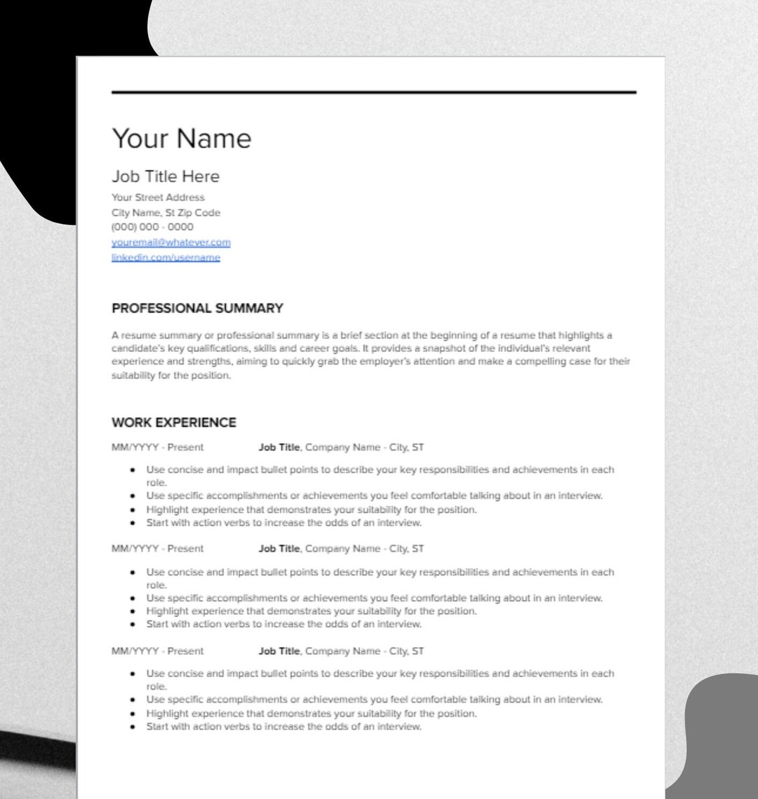 Easy Modern Professional Template Extras List. Minimalist Simple Design ...