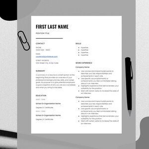 Modern Professional Minimalist Resume Template . Simple Design ...