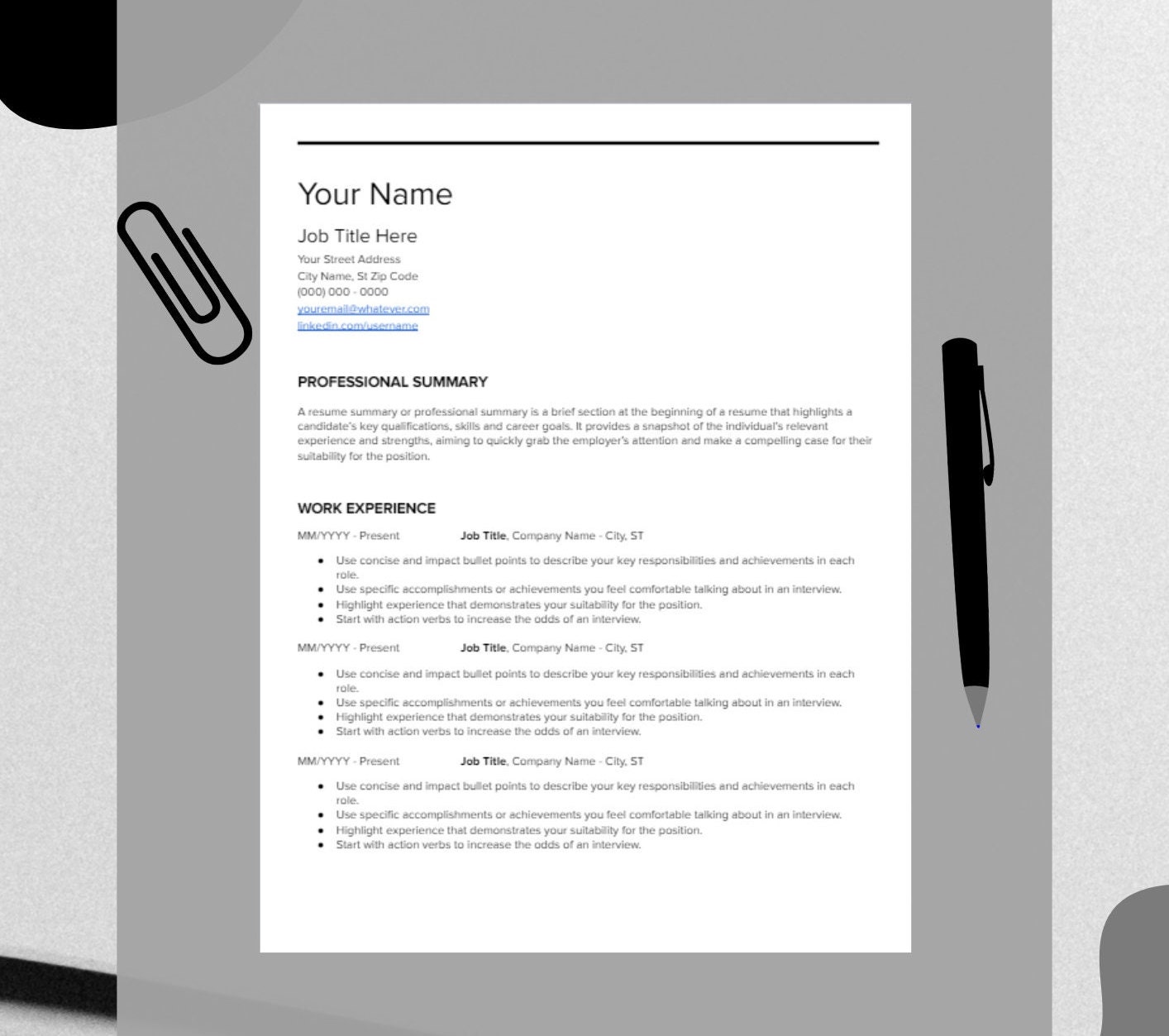 Easy Modern Professional Template Extras List. Minimalist Simple Design ...