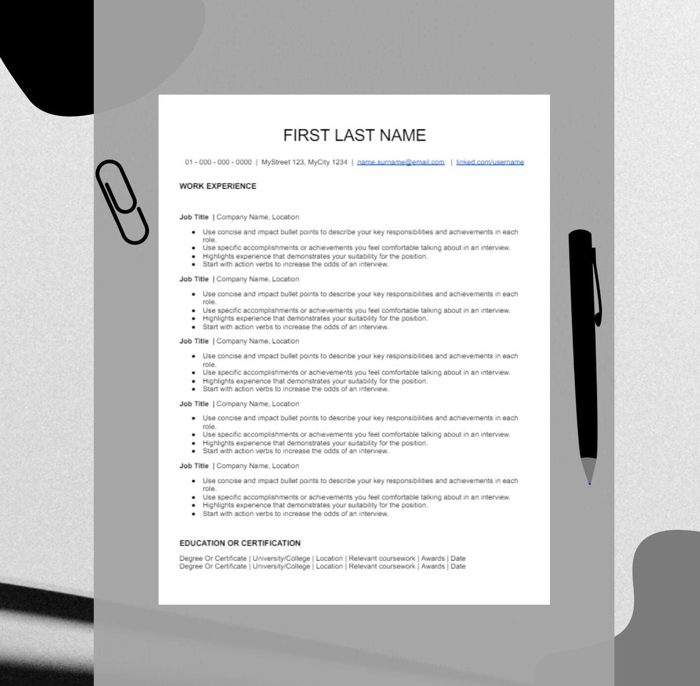 ATS Simple Resume Template Extras List. Minimalist Design Microsoft ...