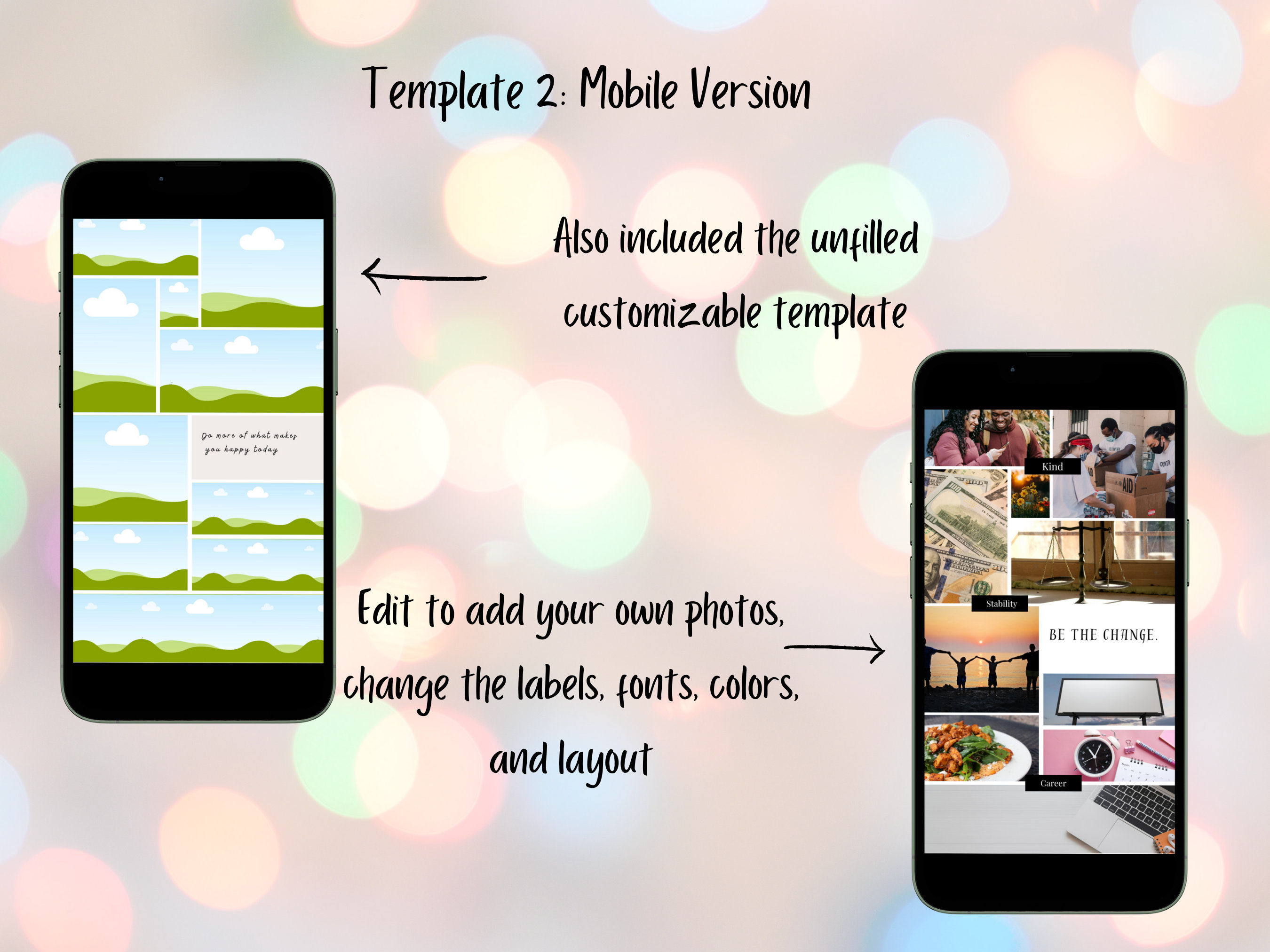 2024 Vision Board, Vision Board Template, Simple Vision Board, Photo ...