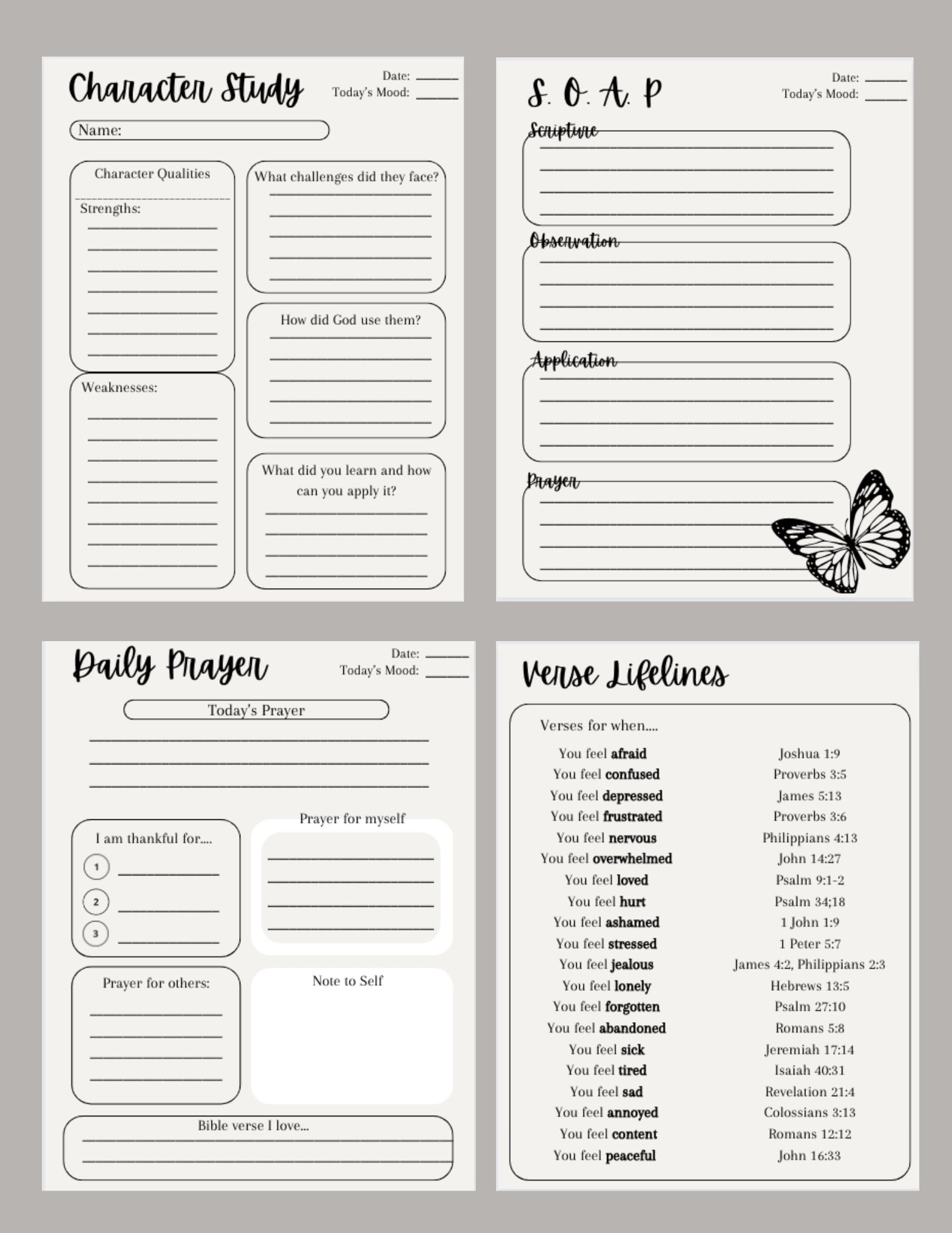 Minimalistic Digital Bible Study Journal | Bible Study Template ...