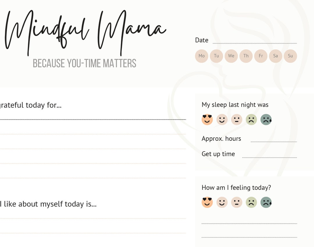Mindful Mama Daily Gratitude & Habit Tracker Sheet - Etsy