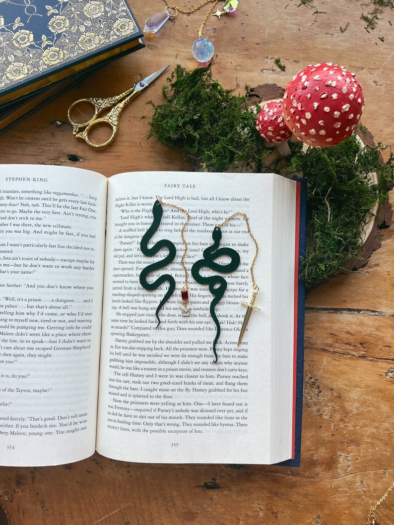 Mini Snake Leather Bookmark Set, Fantasy Bookmark, Elven-inspired ...