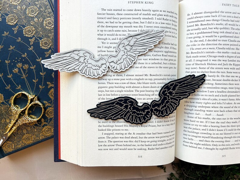 Fantasy Wings Faux Leather Bookmark, Fantasy Bookmark, Elven-inspired ...