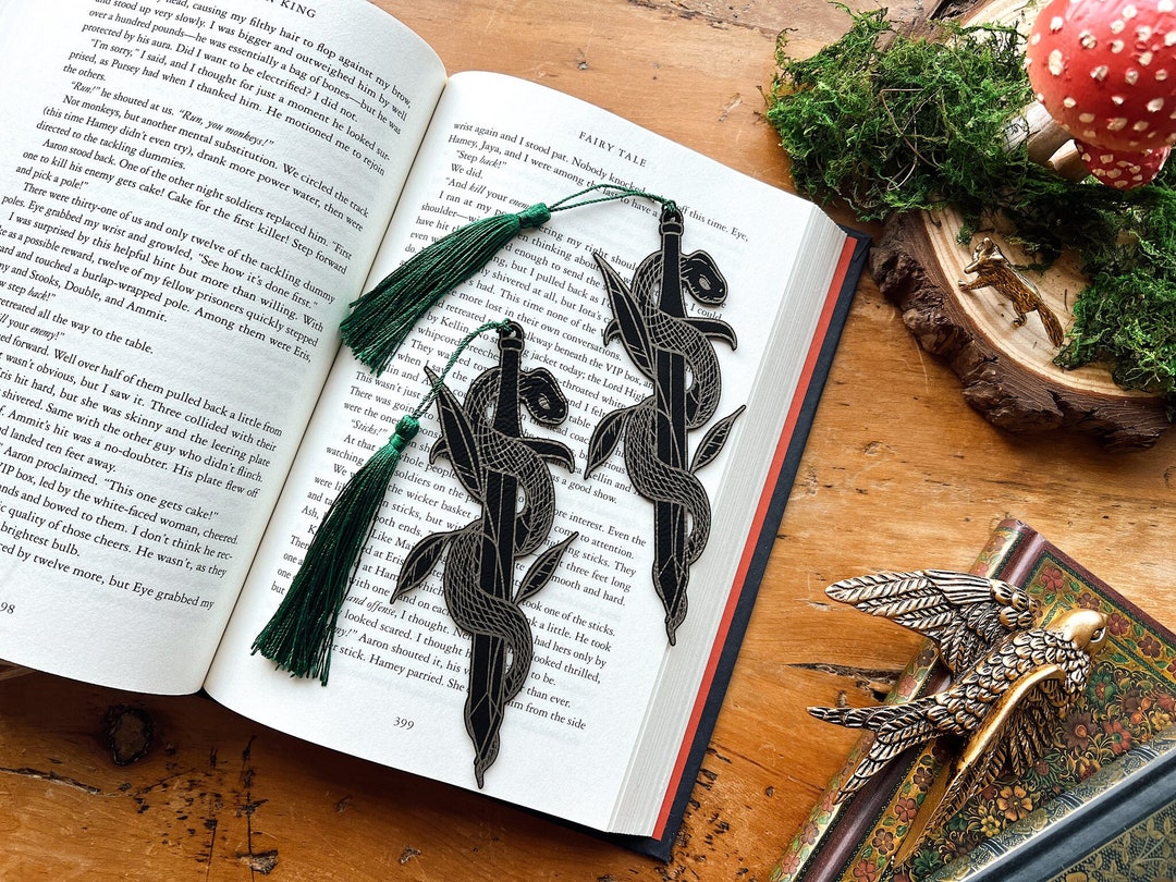 Snake Sword Faux Leather Bookmark, Fantasy Bookmark, Elven-inspired ...
