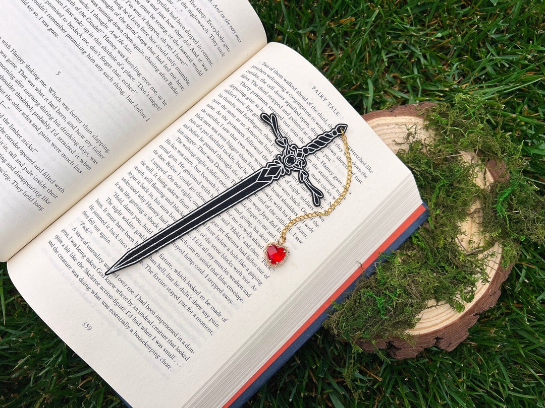 Heart Piercer Sword Bookmark, Faux Leather Bookmark, Fantasy Bookmark ...