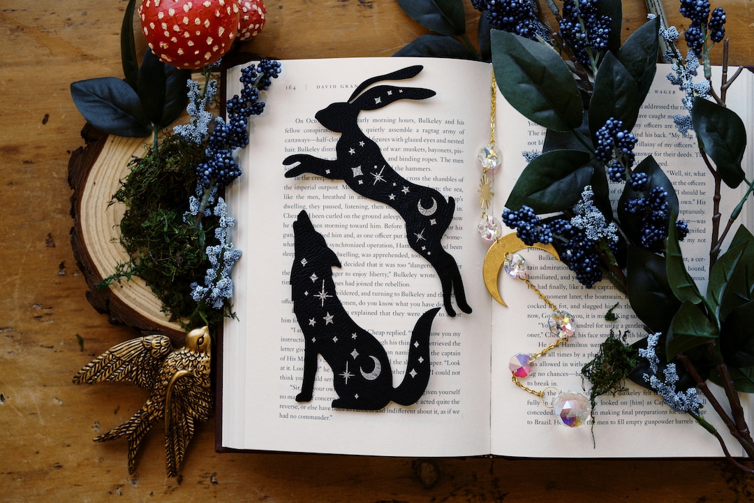 Celestial Wolf and Hare Bookmark Set, Fantasy Bookmark, Elven-inspired ...