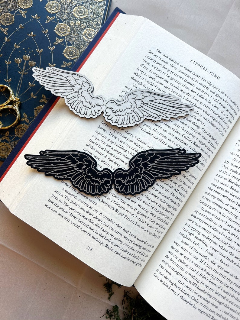 Fantasy Wings Faux Leather Bookmark, Fantasy Bookmark, Elven-inspired ...