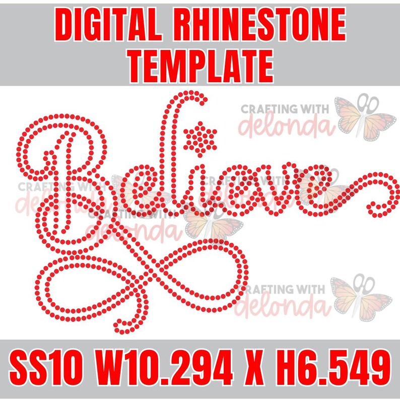 Believe Rhinestone Template for SS6 or SS10 Hotfix Template | Digital ...