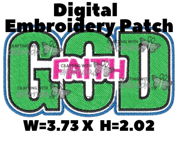 Faith in God Embroidery Patch - W3.73 X H2.02 - Etsy