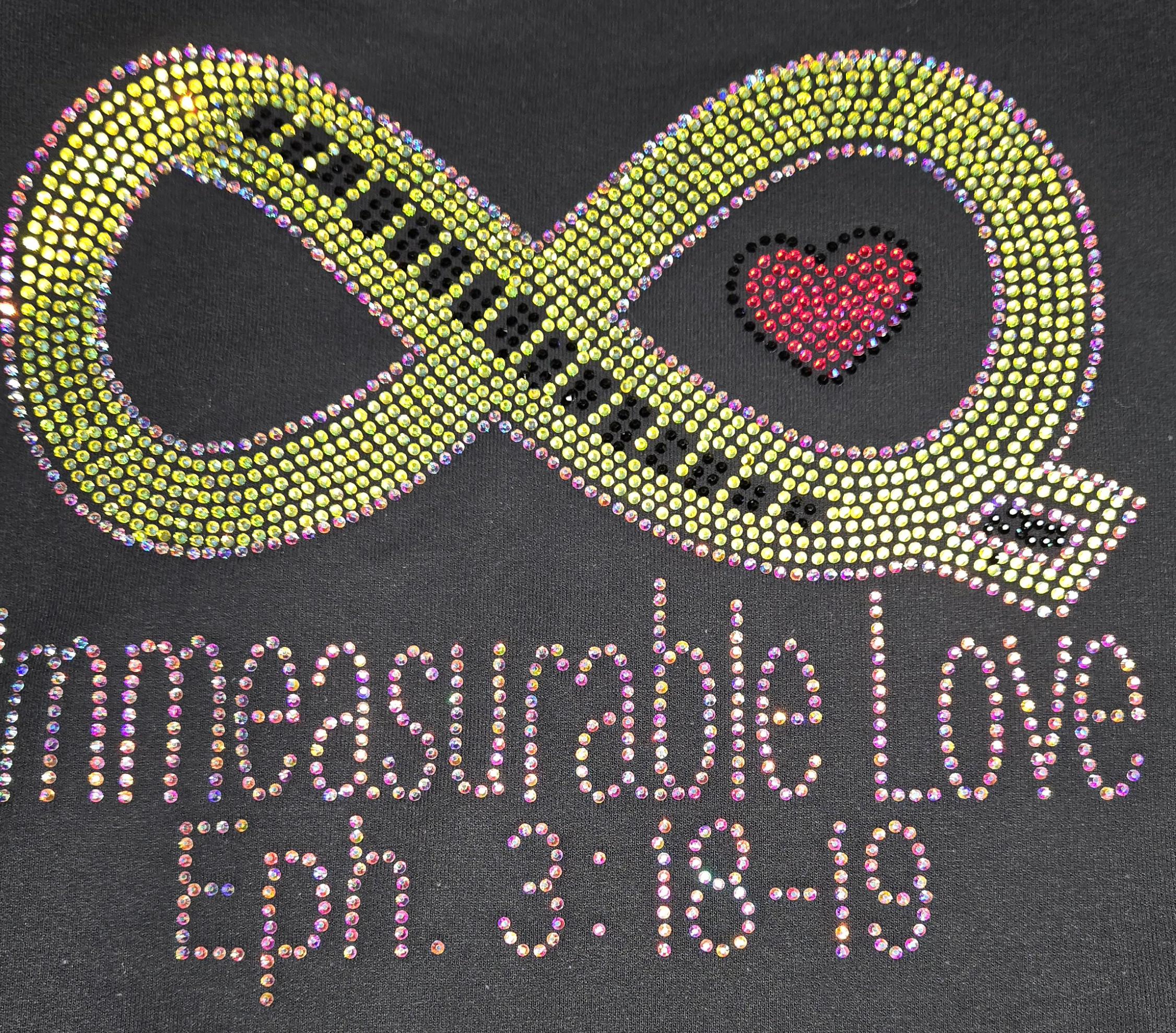 Immeasurable Love Rhinestone Template Measuring Tape Infinity Design ...