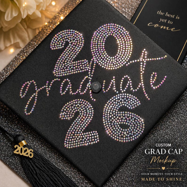2026 Graduate Rhinestone Template SVG | SS10 Hotfix Rhinestone Grad Cap ...