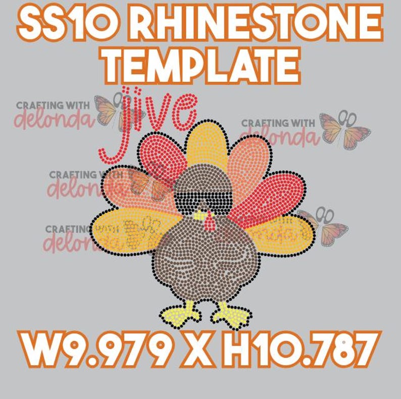 Jive Turkey Rhinestone Template | Christmas Lights SS10 Digital ...