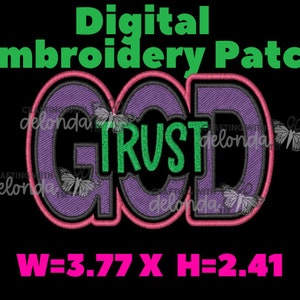 Trust in God Embroidery Patch: Christian Digital File (W3.77 X H2.41 ...