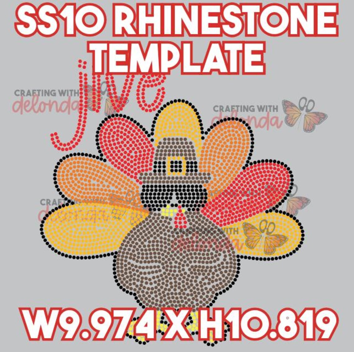 Jive Turkey Rhinestone Template | Christmas Lights SS10 Digital ...