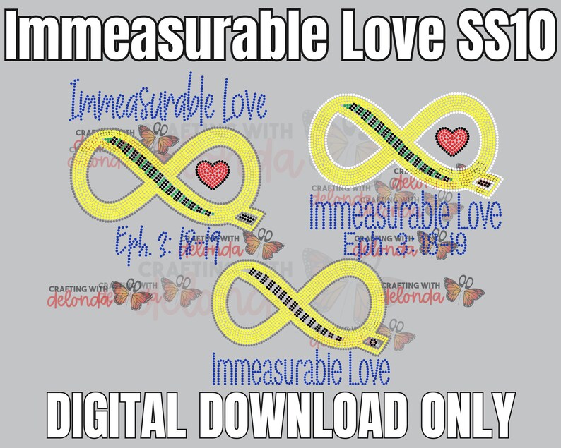 Immeasurable Love Rhinestone Template Measuring Tape Infinity Design ...