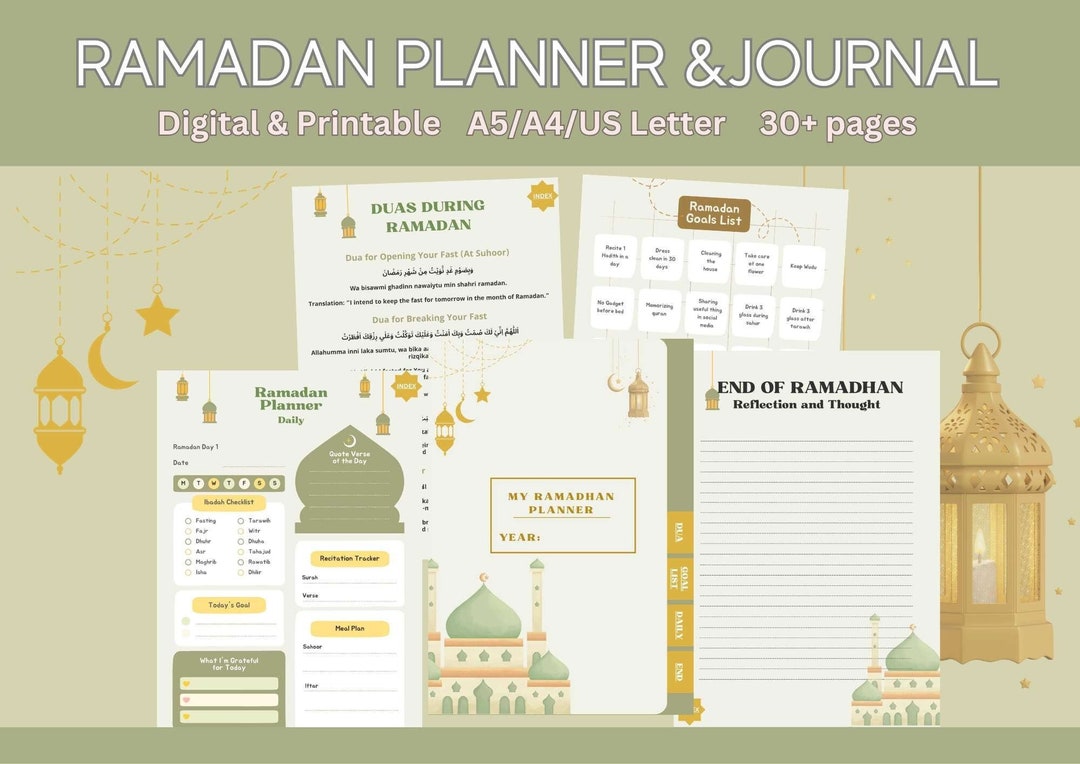 Digital Ramadan Planner Journal for Muslim, Printable Ramadan Planner ...