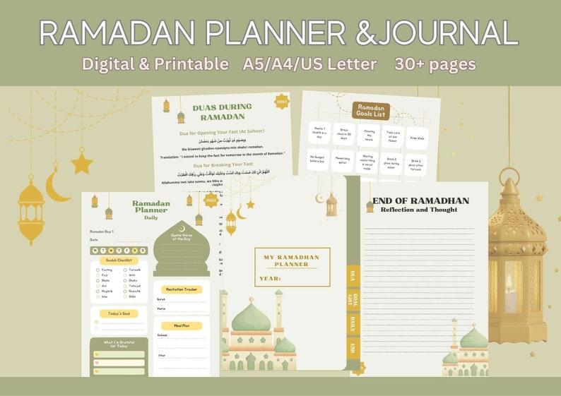 Digital Ramadan Planner Journal for Muslim, Printable Ramadan Planner ...