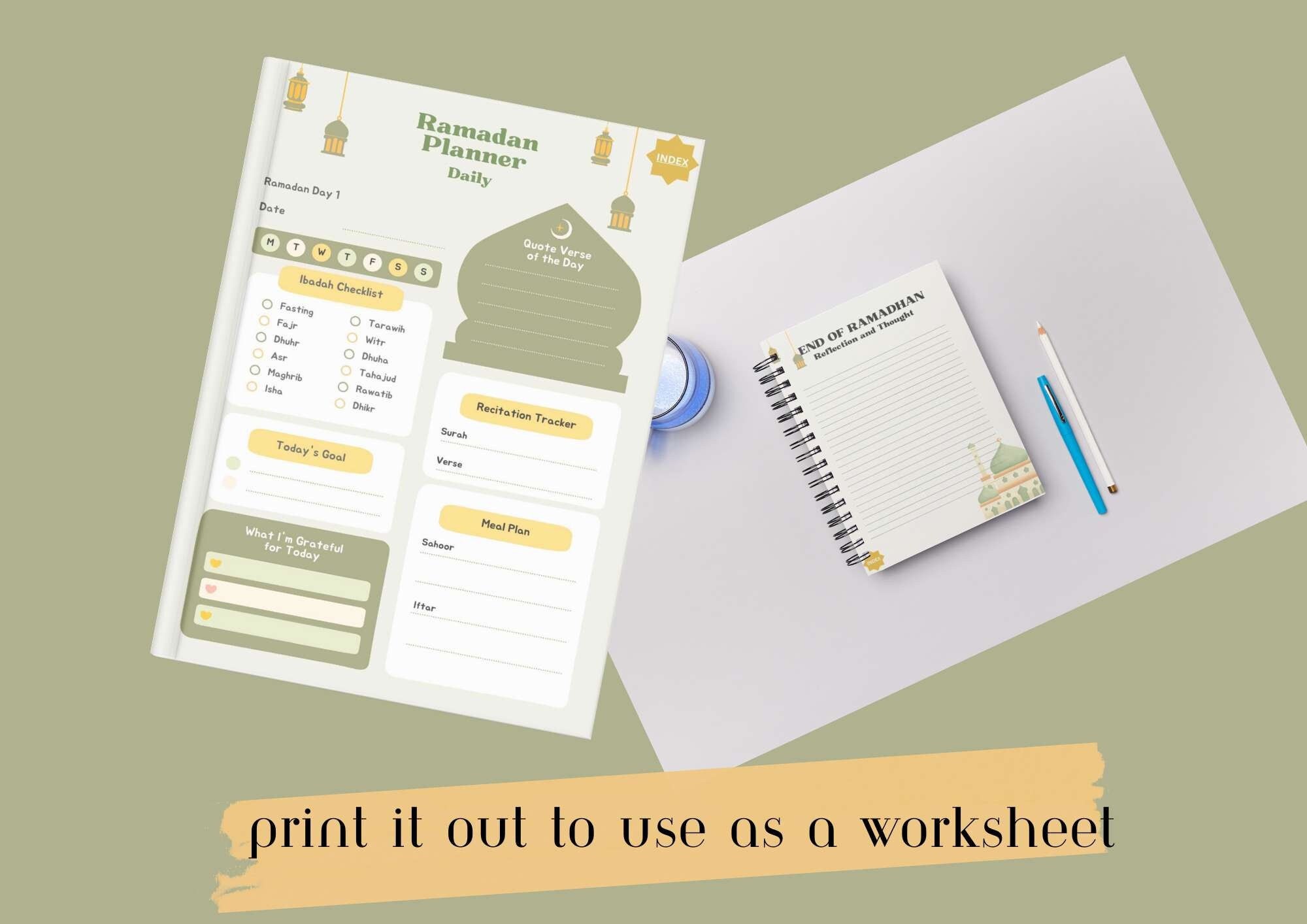 Digital Ramadan Planner Journal for Muslim, Printable Ramadan Planner ...