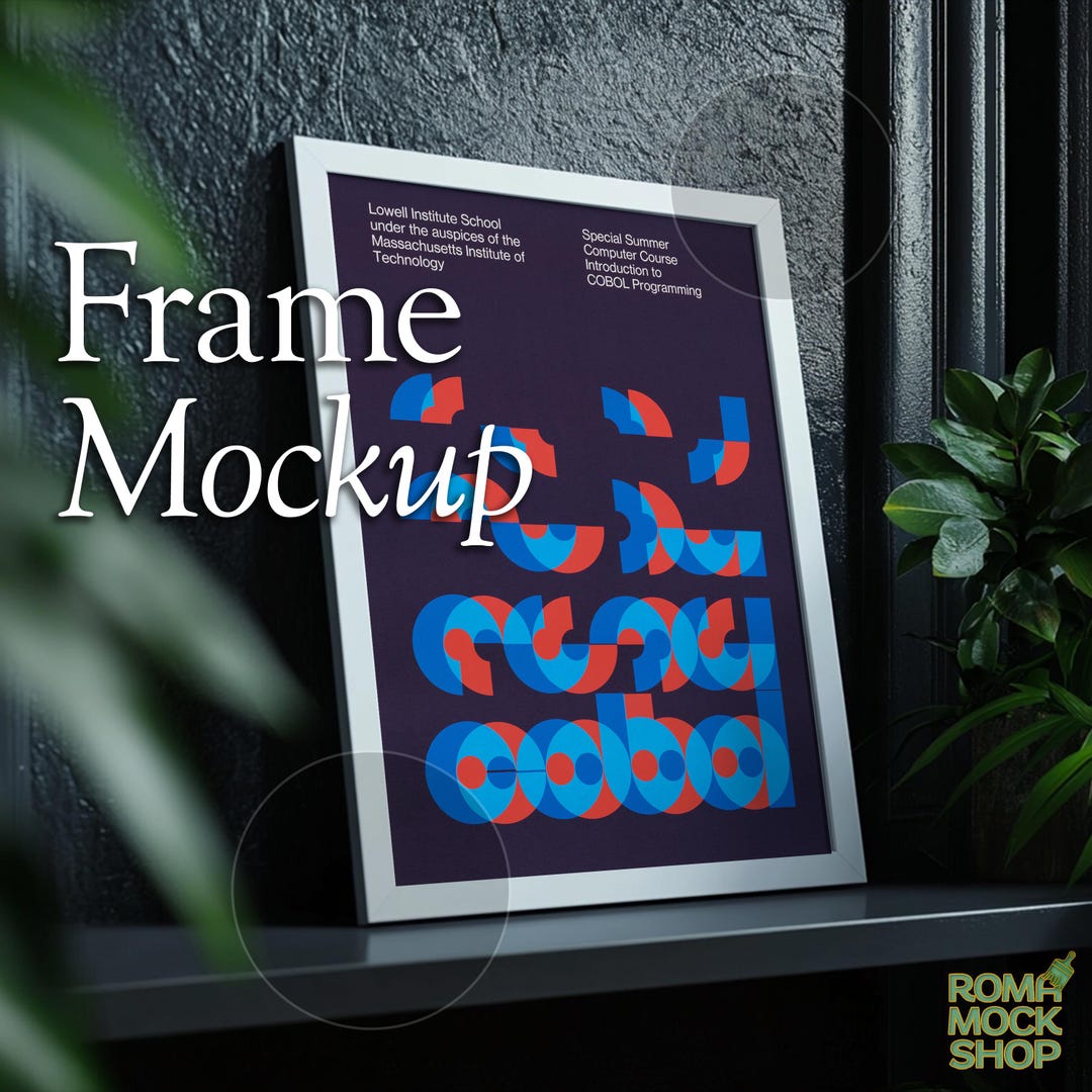 Vertical White Frame Angled Mockup Leaning on Shelf | Minimalist ...