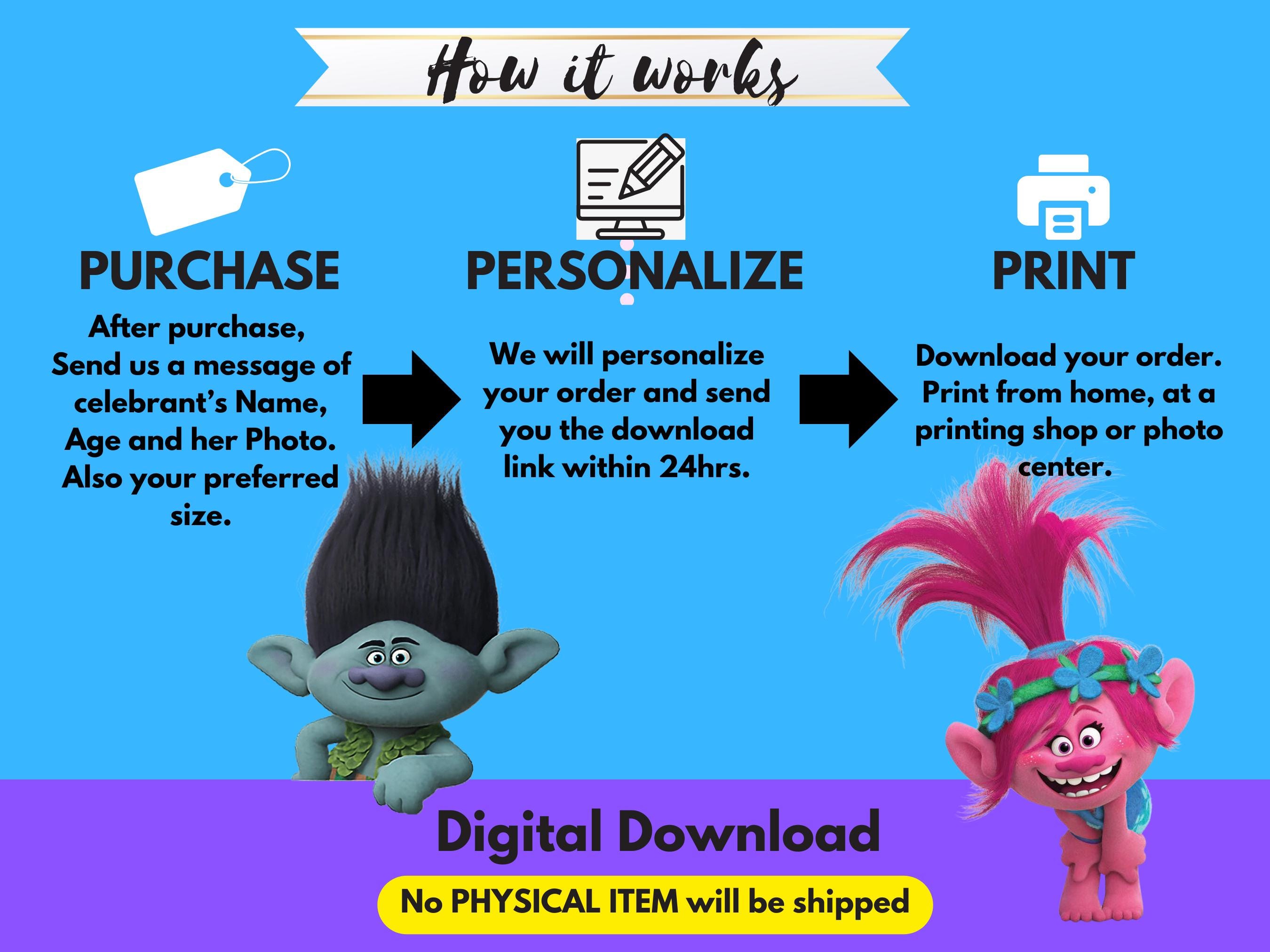 Trolls Welcome Sign, Trolls Birthday Party Decoration, Trolls Band ...