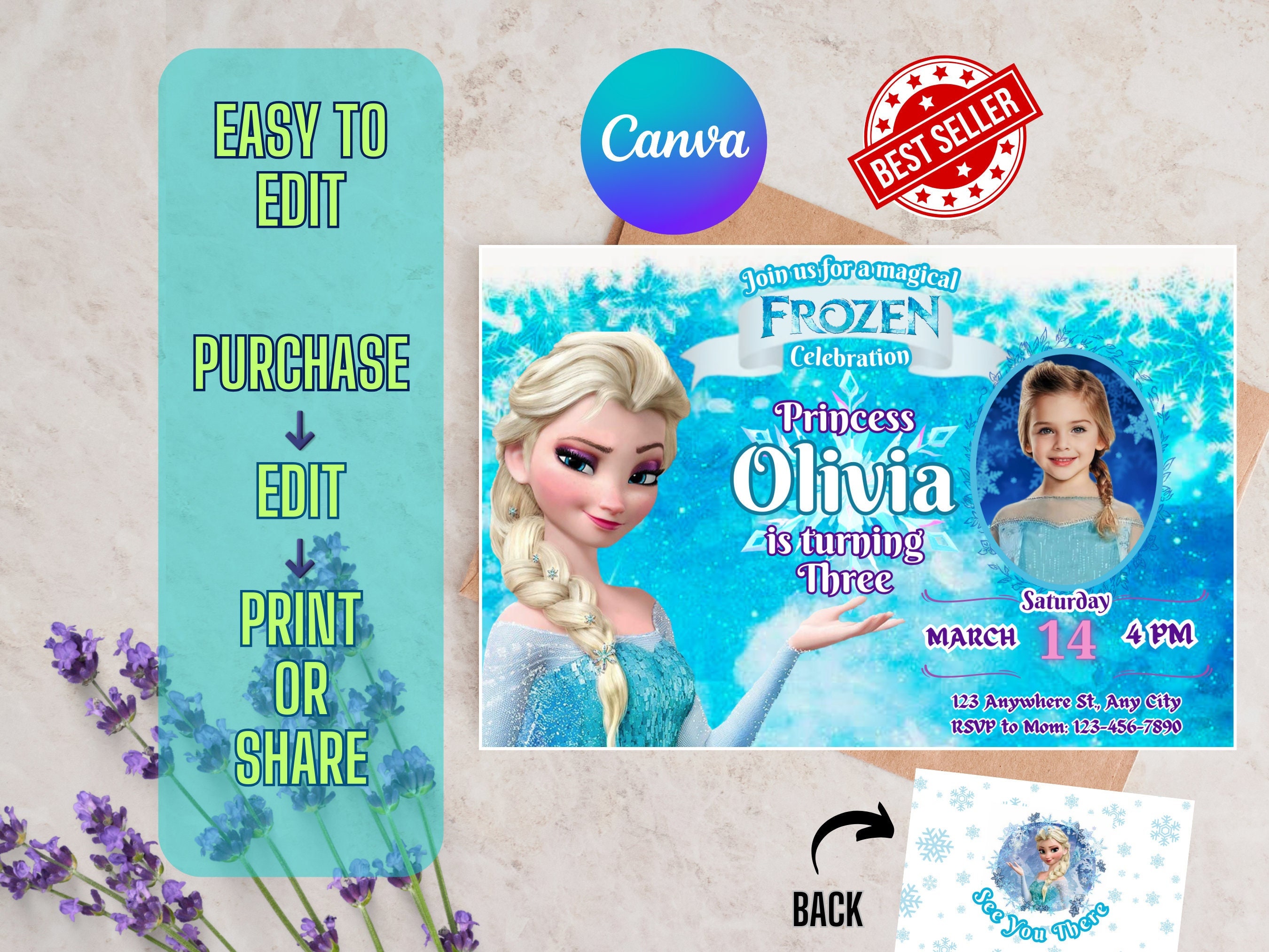 Editable FROZEN Invitation Elsa Birthday Invitation Winter Snow ...