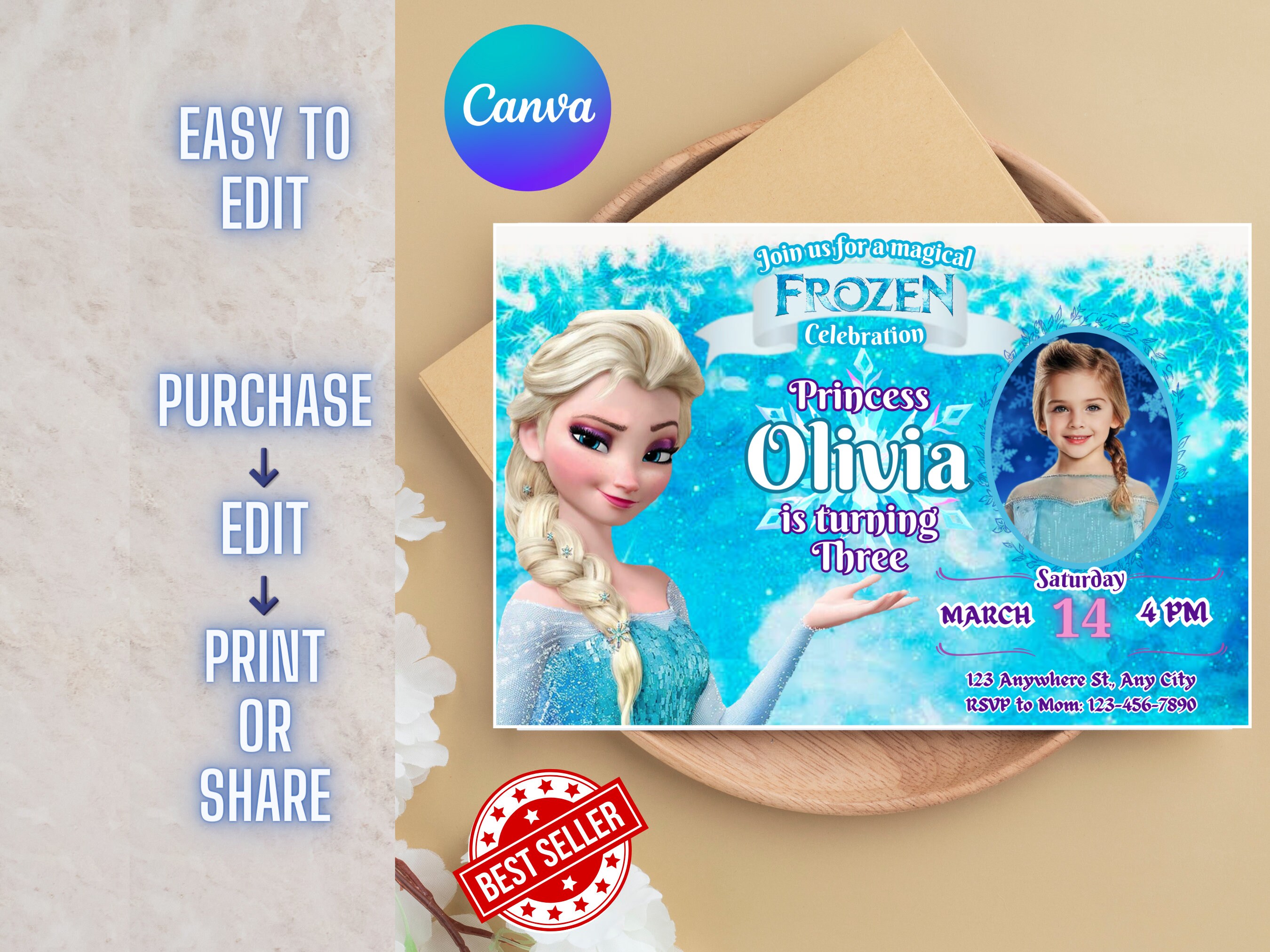 Editable FROZEN Invitation Elsa Birthday Invitation Winter Snow ...