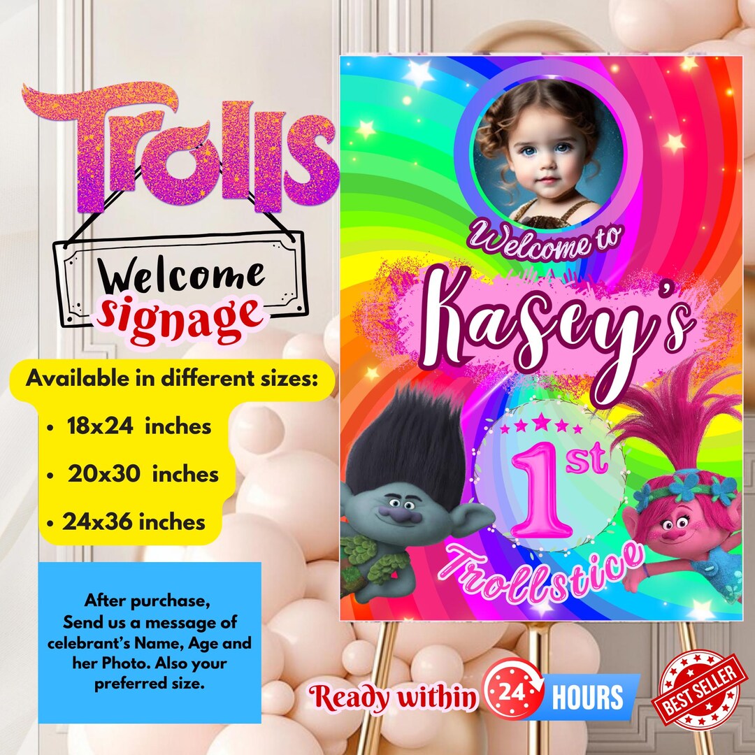 Trolls Welcome Sign, Trolls Birthday Party Decoration, Trolls Band ...