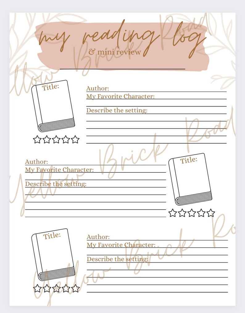 Boho Style Reading Log and Mini Book Review - Etsy