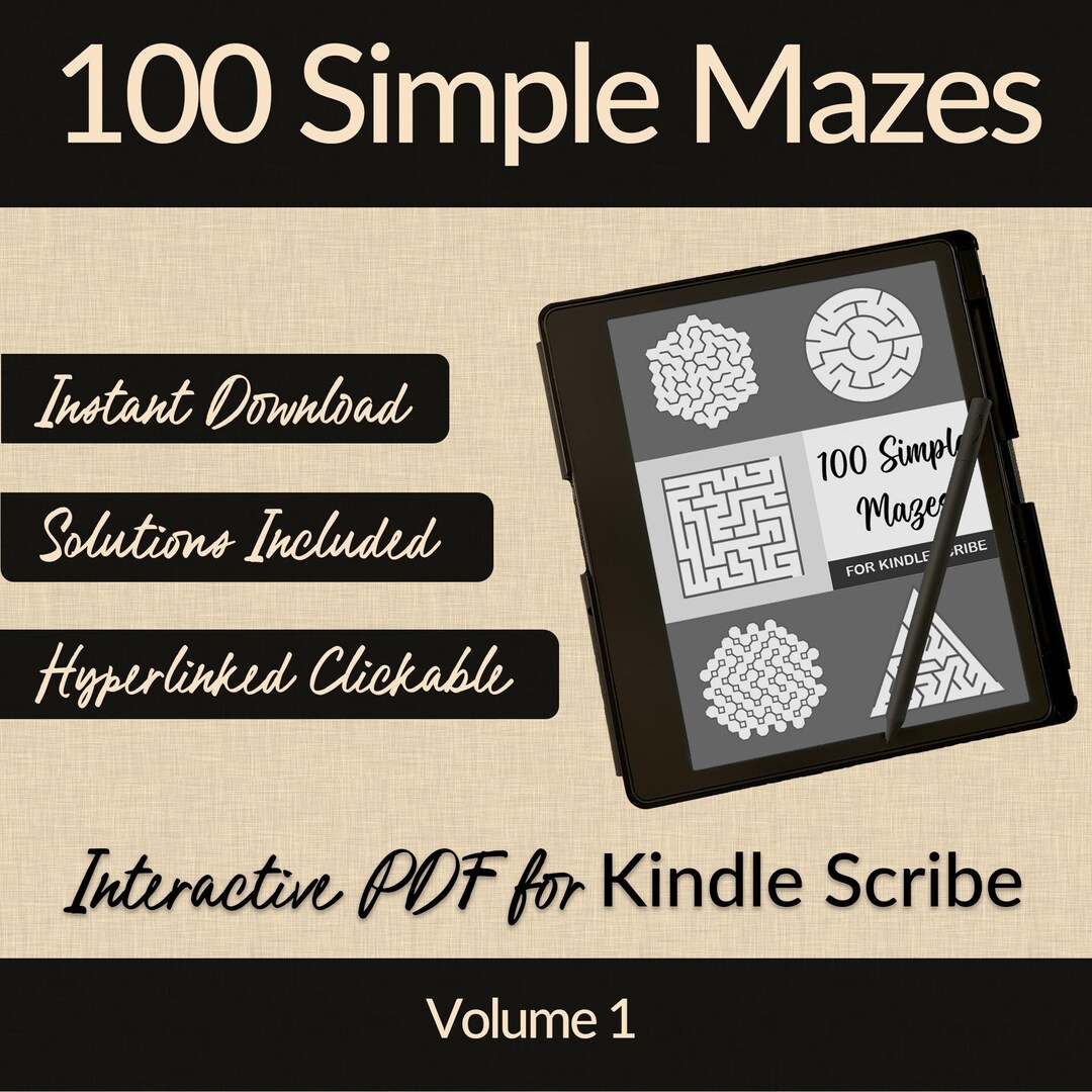 Kindle Scribe 100 Simple Mazes Interactive PDF With Solutions ...