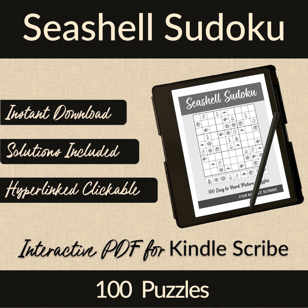 Picture Sudoku, 100 Easy to Hard Shell Themed Interactive PDF With ...