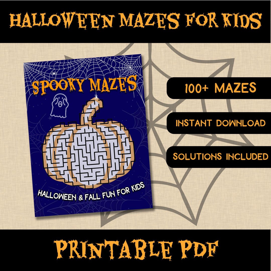Printable Halloween Mazes for Kids 100 + Spooky and Fall Puzzles for ...