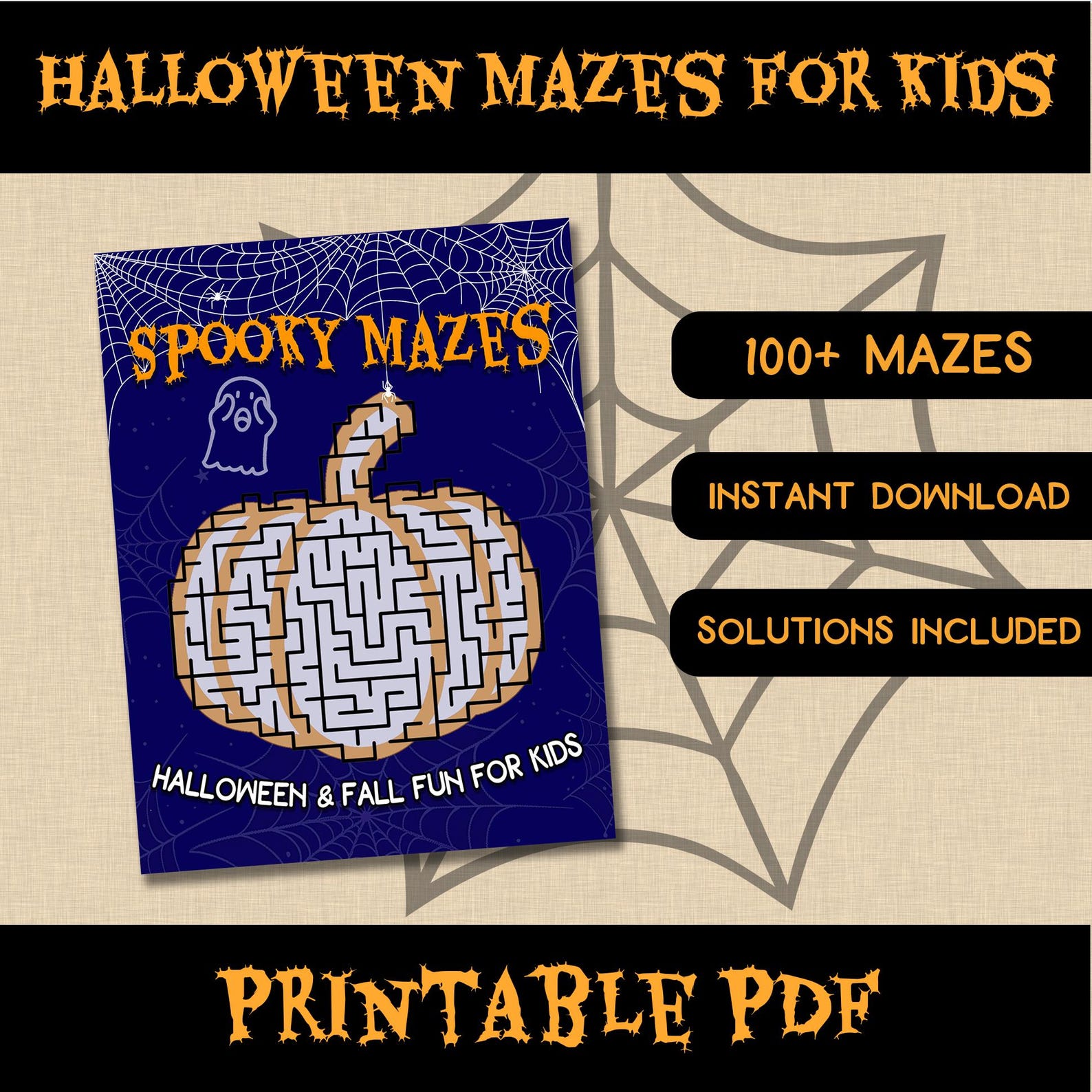 Printable Halloween Mazes for Kids 100 + Spooky and Fall Puzzles for ...
