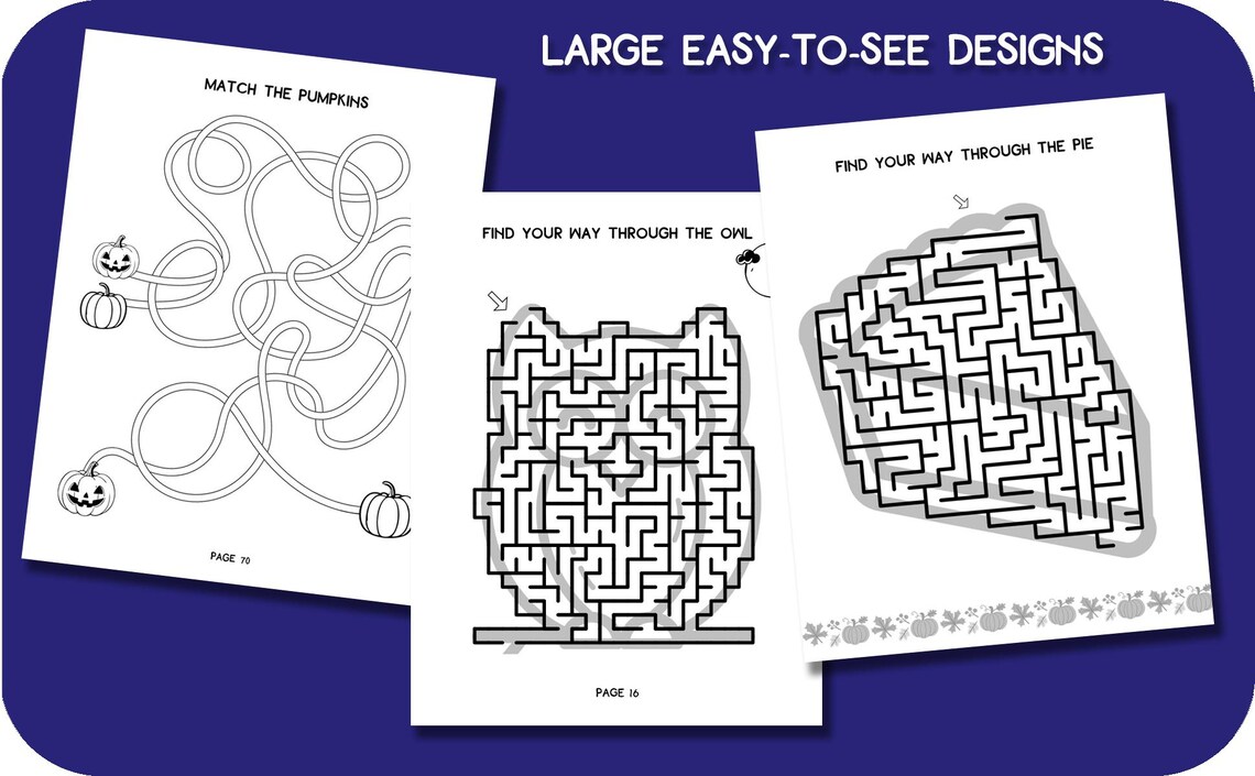 Printable Halloween Mazes for Kids 100 + Spooky and Fall Puzzles for ...
