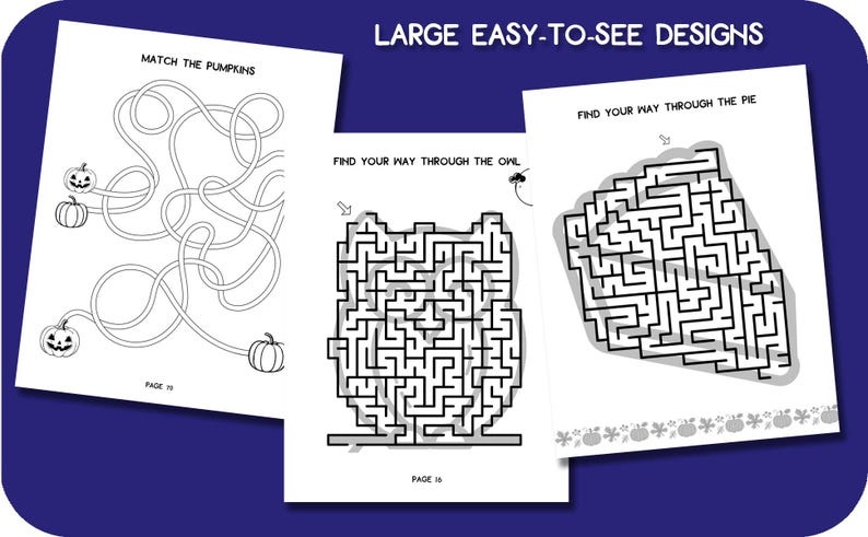Printable Halloween Mazes for Kids 100 + Spooky and Fall Puzzles for ...