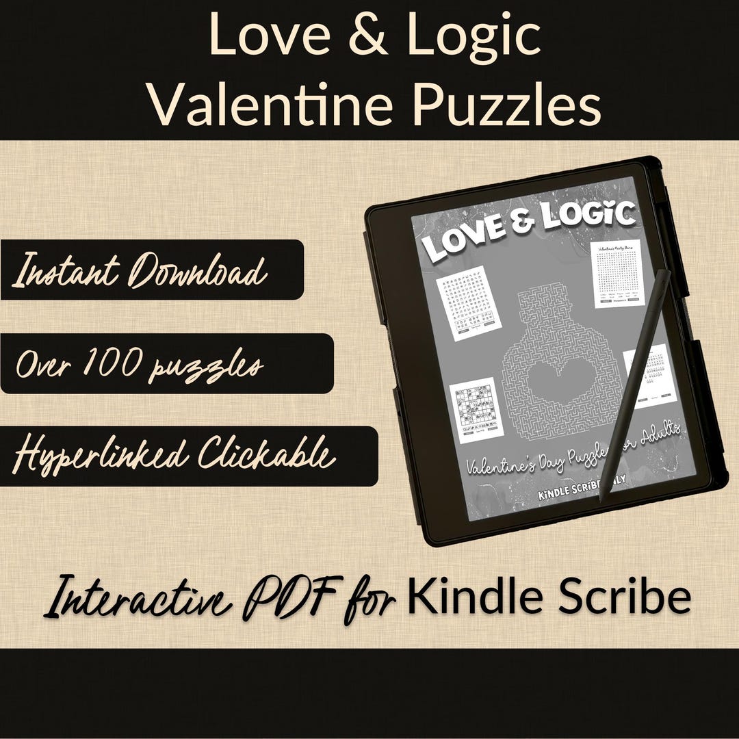 Valentines Adult Activity Book for Kindle Scribe Interactive PDF With Solutions Hyperlinked for ...