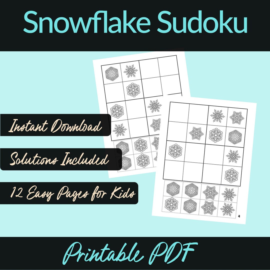 Printable Cut and Paste Snowflake Sudoku PDF, Winter Scissor Skills and ...