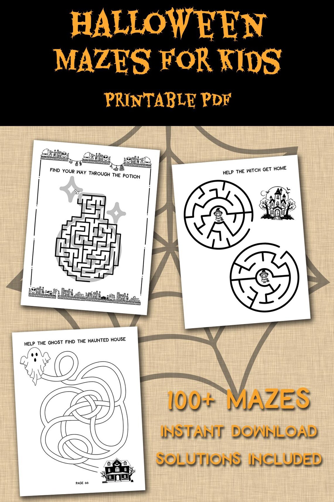 Printable Halloween Mazes for Kids 100 + Spooky and Fall Puzzles for ...