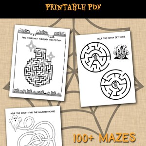 Printable Halloween Mazes for Kids 100 + Spooky and Fall Puzzles for ...