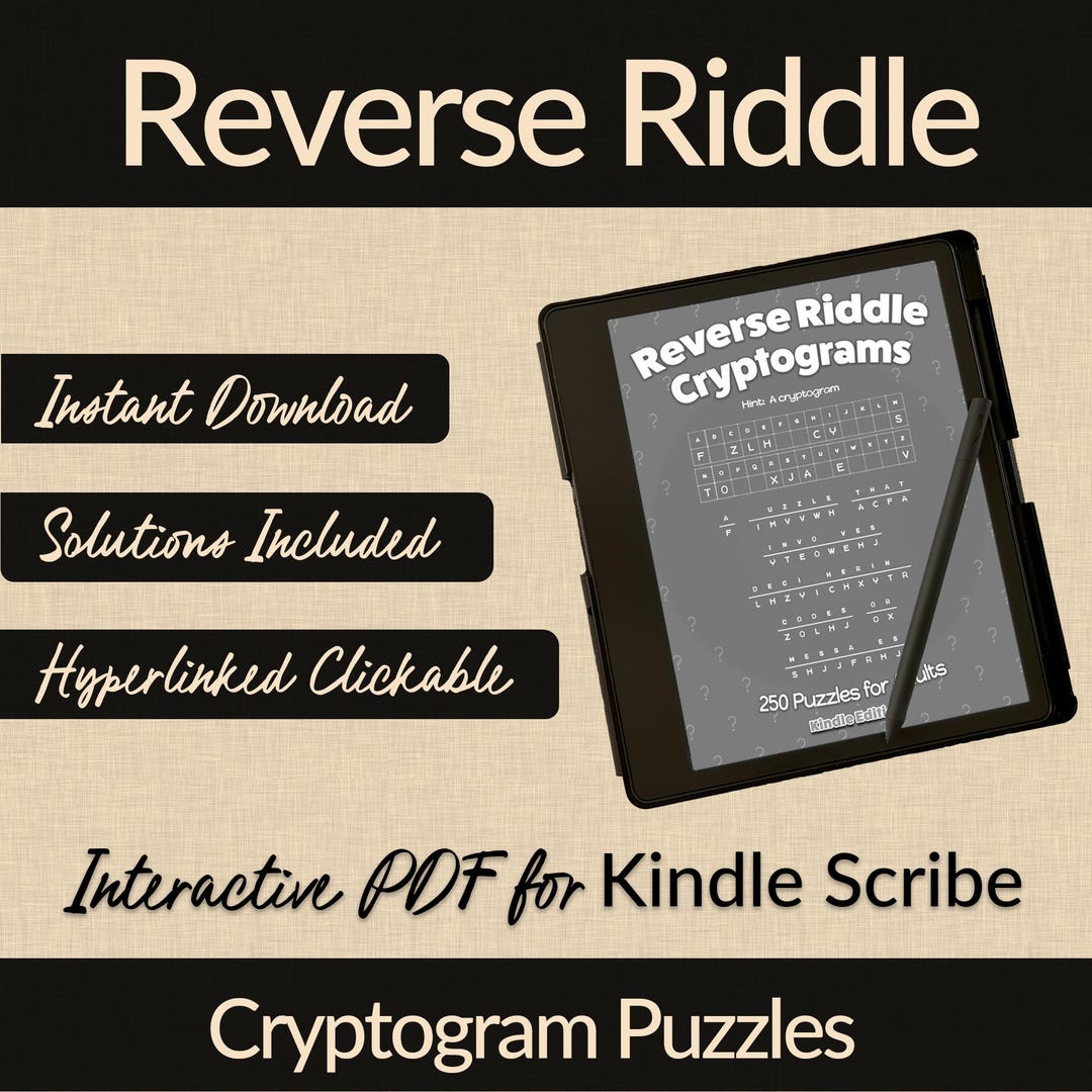 Cryptogram Interactive PDF for Kindle Scribe Reverse Riddle Puzzle ...