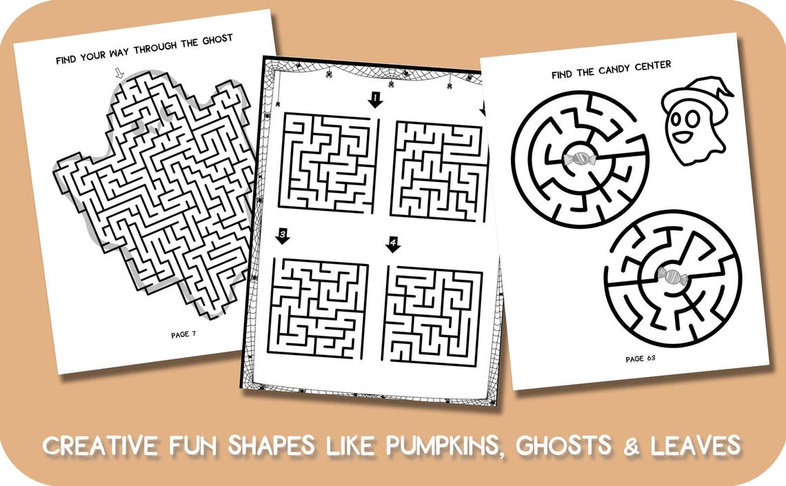 Printable Halloween Mazes for Kids 100 + Spooky and Fall Puzzles for ...