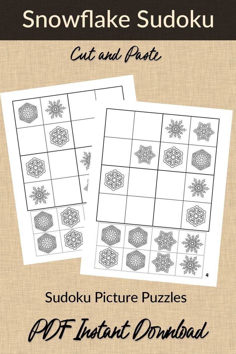 Printable Cut and Paste Snowflake Sudoku PDF, Winter Scissor Skills and ...