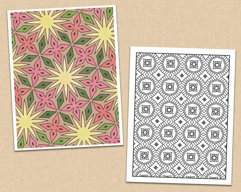 100 Printable Repeating Pattern Coloring Pages for Adults | Digital ...