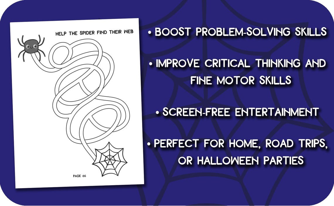 Printable Halloween Mazes for Kids 100 + Spooky and Fall Puzzles for ...