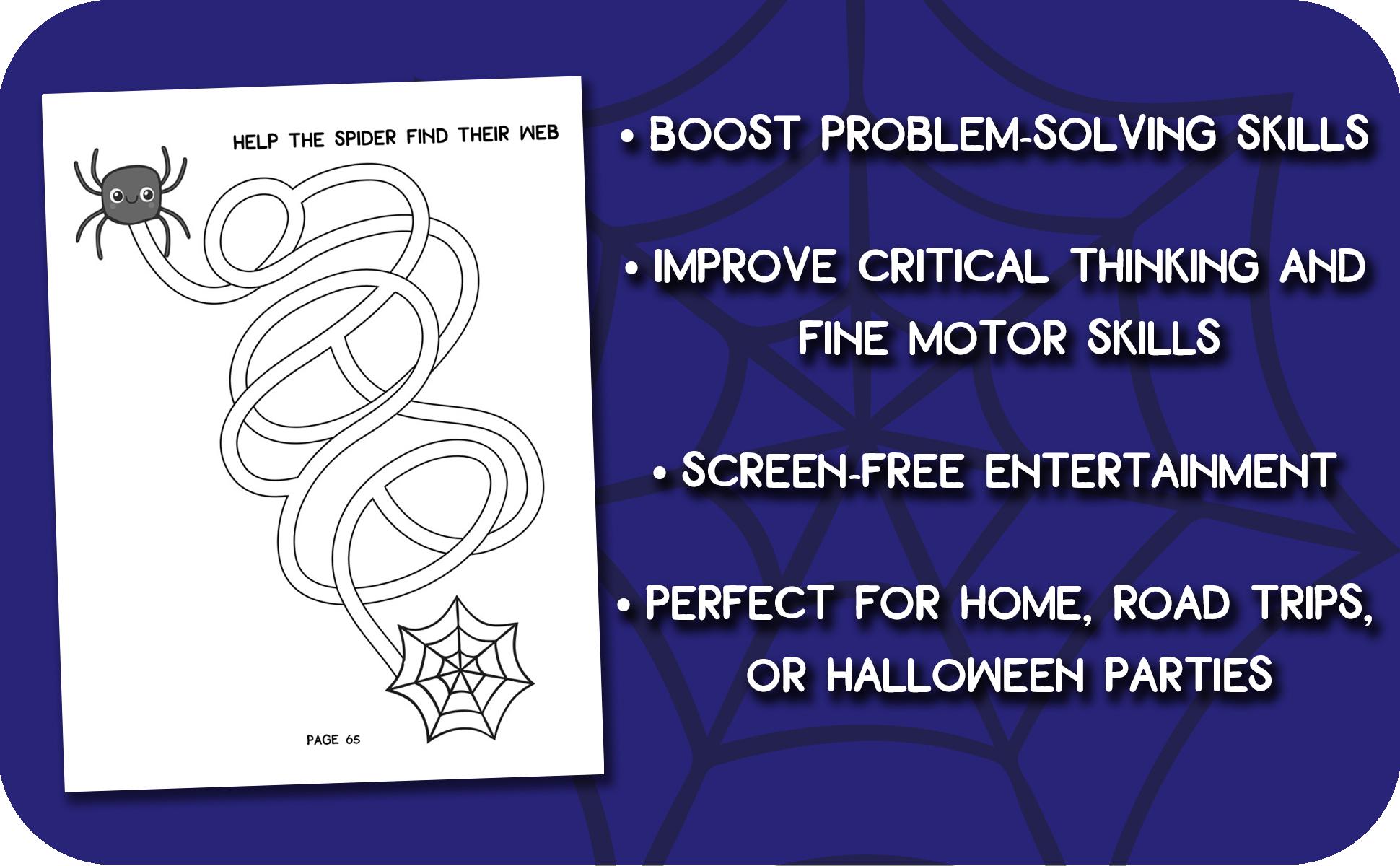 Printable Halloween Mazes for Kids 100 + Spooky and Fall Puzzles for ...