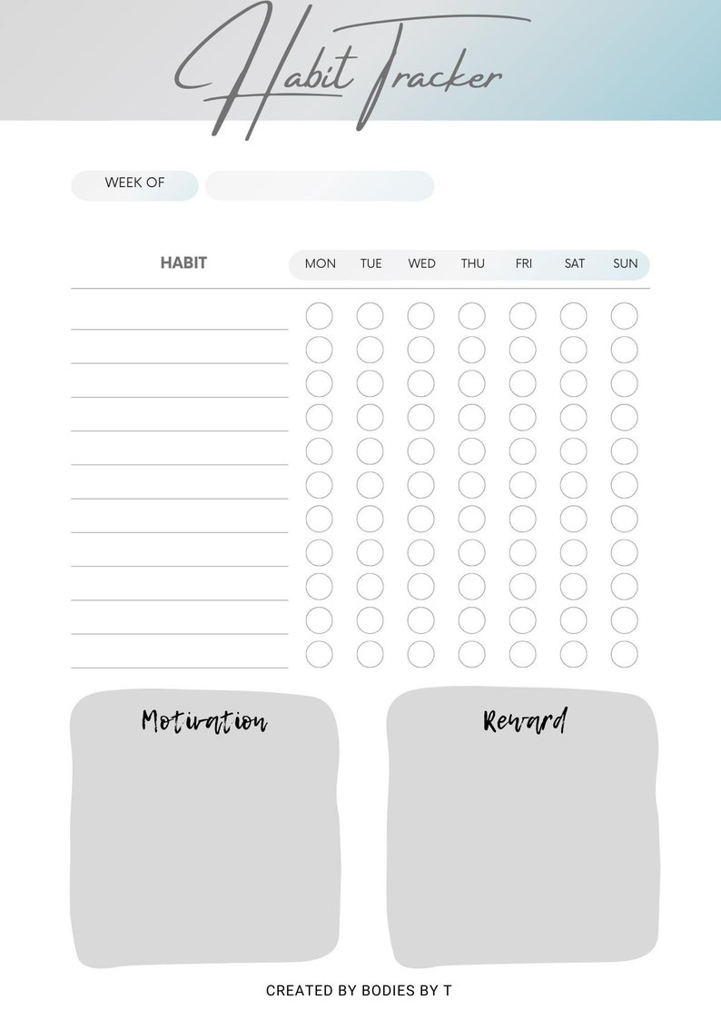Habit Tracker | Printable Habit Tracker | Weekly Habit Tracker ...
